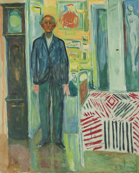 Self-Portrait. Between the Clock and the Bed, 1940-43 by Edvard Munch ...
