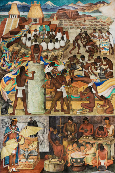 Pan American Unity mural, 1940 (detail: panel 1) by Diego Rivera ...